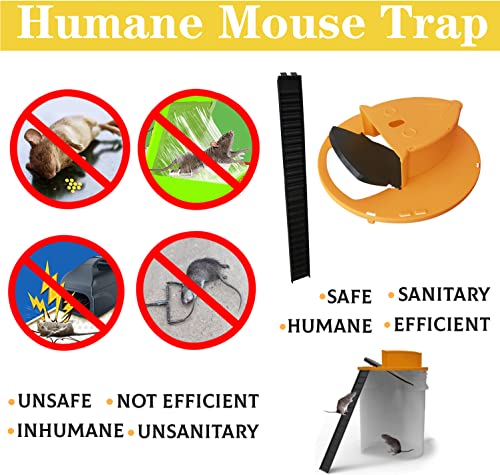 ZGANGZ 3Packs Mouse Trap Bucket Lid Mouse Traps for House Indoor Rat Trap Rat Traps Flip and Slide Bucket Mouse Trap Outdoor Humane Mouse Trap Updated Version Auto Reset Pest Control Traps, Yellow
