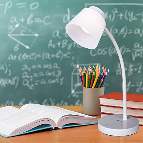 OttLite Clarify LED Desk Lamp with 4 Brightness Settings – Touch Activated Controls, Modern White Design, ClearSun LED Lighting, Flexible Neck, for Work, Study, Reading, Crafting