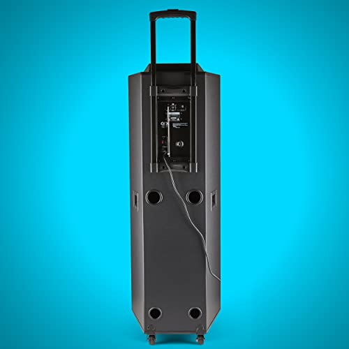 QFX E-1500 Professional Large Bluetooth Speakers | Portable PA Speaker System | Dual 15” Woofers, 1.5” Tweeter, and Party Lights