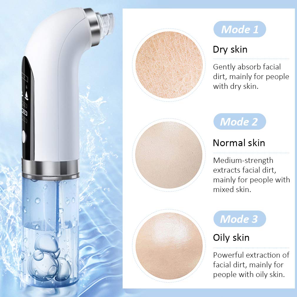 Pahajim Blackhead Remover Pore Vacuum - Electric Blackhead Vacuum Cleaner Blackhead Extractor Tool Device Comedo Removal Suction Beauty Device (White)