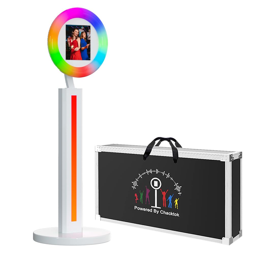 Portable Photo Booth for 10.2in 10.9in 12.9in Ipad, Selfie Photo Booth with Software, Flight Case, Ring Light, APP Remote Control, Music Sync