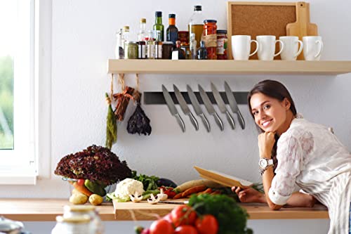 SUMPRI Magnetic Knife Holder for Wall (16Inch -Stainless Steel) Magnet Knife Strip -Strong Powerful Knife Rack Storage Display Organizer-Securely Hang Your Knives On a Multipurpose Kitchen Bar (Black)