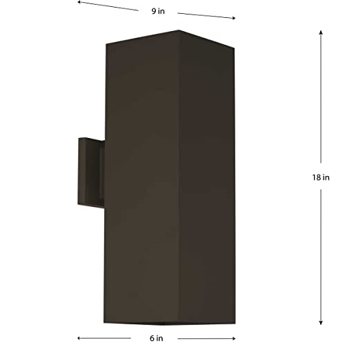 Outdoor 6 in.LED Square Cast Aluminum Modern Cylinder with Up and Down Light Wall Lantern Antique Bronze