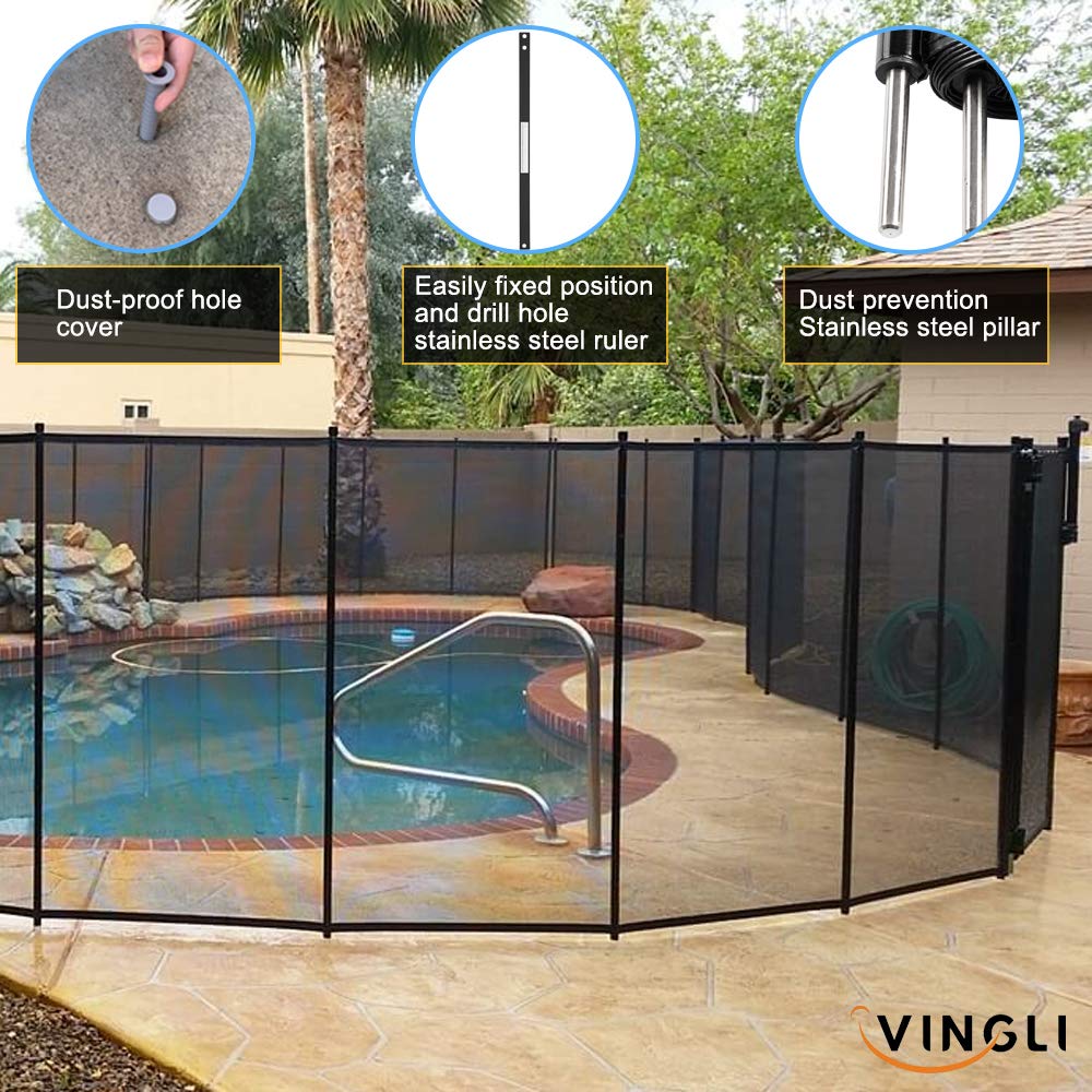 VINGLI Pool Fence 4Ft x 48FtSwimming Pool Fence in Ground Pool Safety Fencing, Black