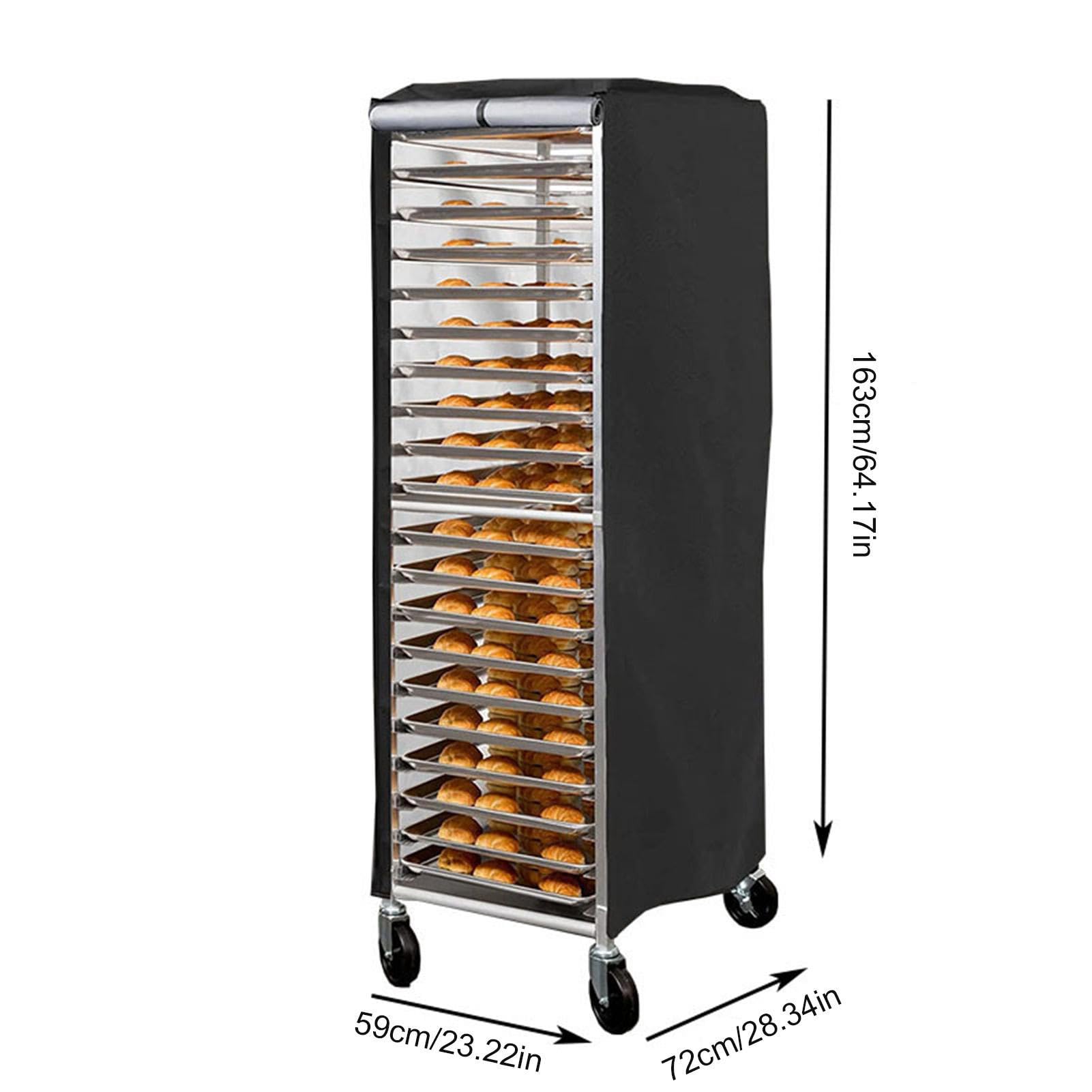 Pan Rack Cover, Waterproof Zipper Bread Rack Covers, Dustproof Single Black Oxford Cloth Accessory usable for Food Processing, Home, Restaurants, Bakery, Supermarkets, Kitchen