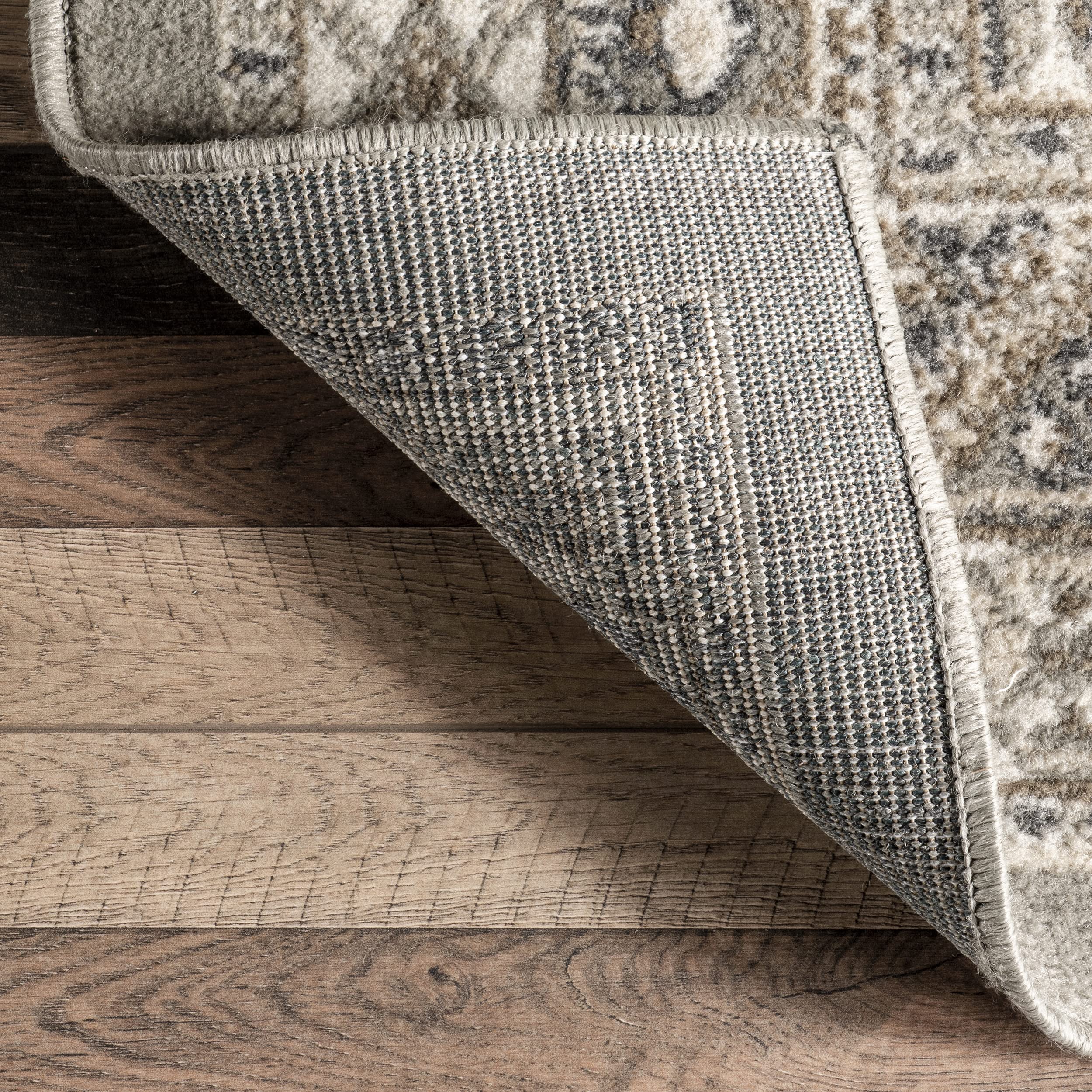 nuLOOM 2x10 Becca Traditional Tiled Area Rug, Taupe, Faded Transitional Design, Stain Resistant, For Bedroom, Dining Room, Living Room, Hallway, Office, Kitchen, Entryway