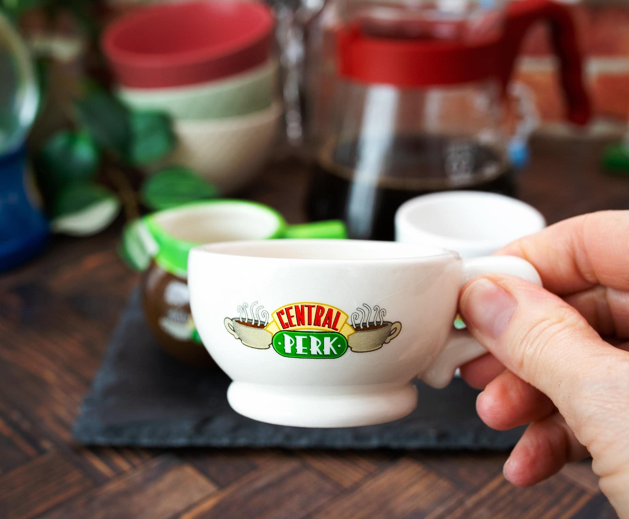 Silver Buffalo Friends Central Perk Logo 3pc Ceramic 3D Sculpted Mini Cup Set, Perfect as a Sugar, Cream, or Milk set, 3.5 Ounces