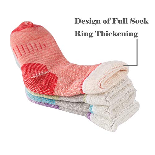 NEVSNEV 70% Merino Warm Wool Women Crew Socks - Hiking Outdoor Athletic Thermal Thickening Cushion (4pair Blue*4)