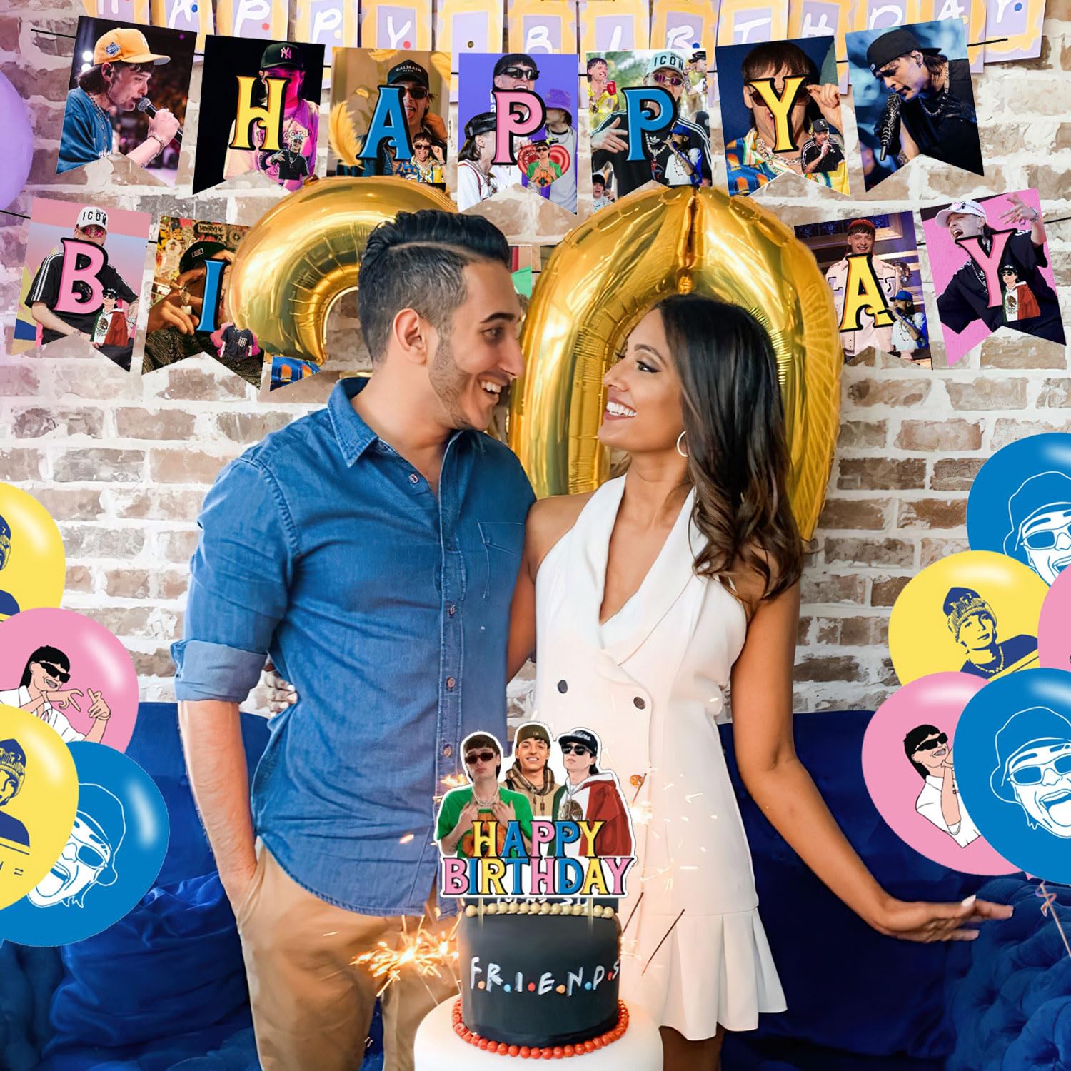 ๐๐ฎ๐ผ๐ธ ๐๐ต๐พ๐ถ๐ช Theme Birthday Party Decorations,๐๐ฎ๐ผ๐ธ ๐๐ต๐พ๐ถ๐ช Rapper Singer Party Supply Set for Kids with 1 Happy Birthday Banner , 12 Cupcake Toppers,18 Balloons and Sticker for Music Party Decorations