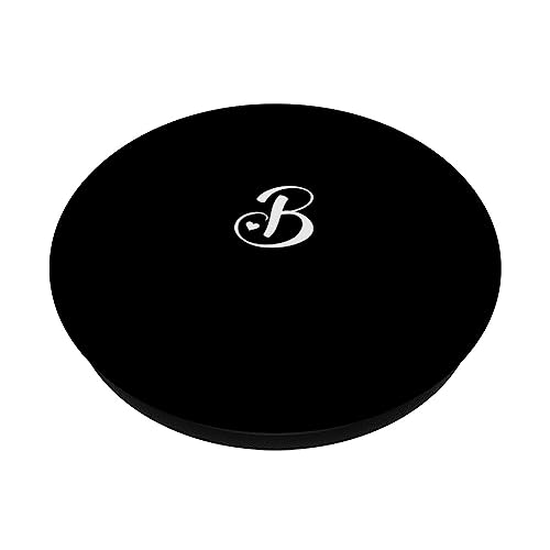 white letter B monogram initial minimalist heart graphic PopSockets Swappable PopGrip