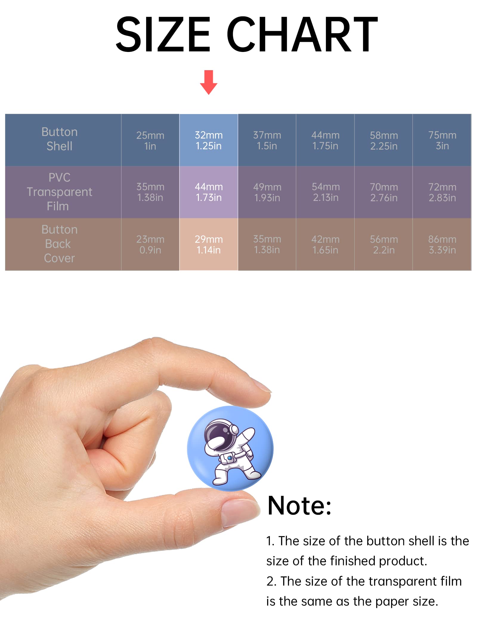 NiArt Blank Button Making Supplies (200pcs 58mm/2.25in) Round Badge Button Parts, Metal Pin Badge Kit for Button Maker Machine with Clear Film