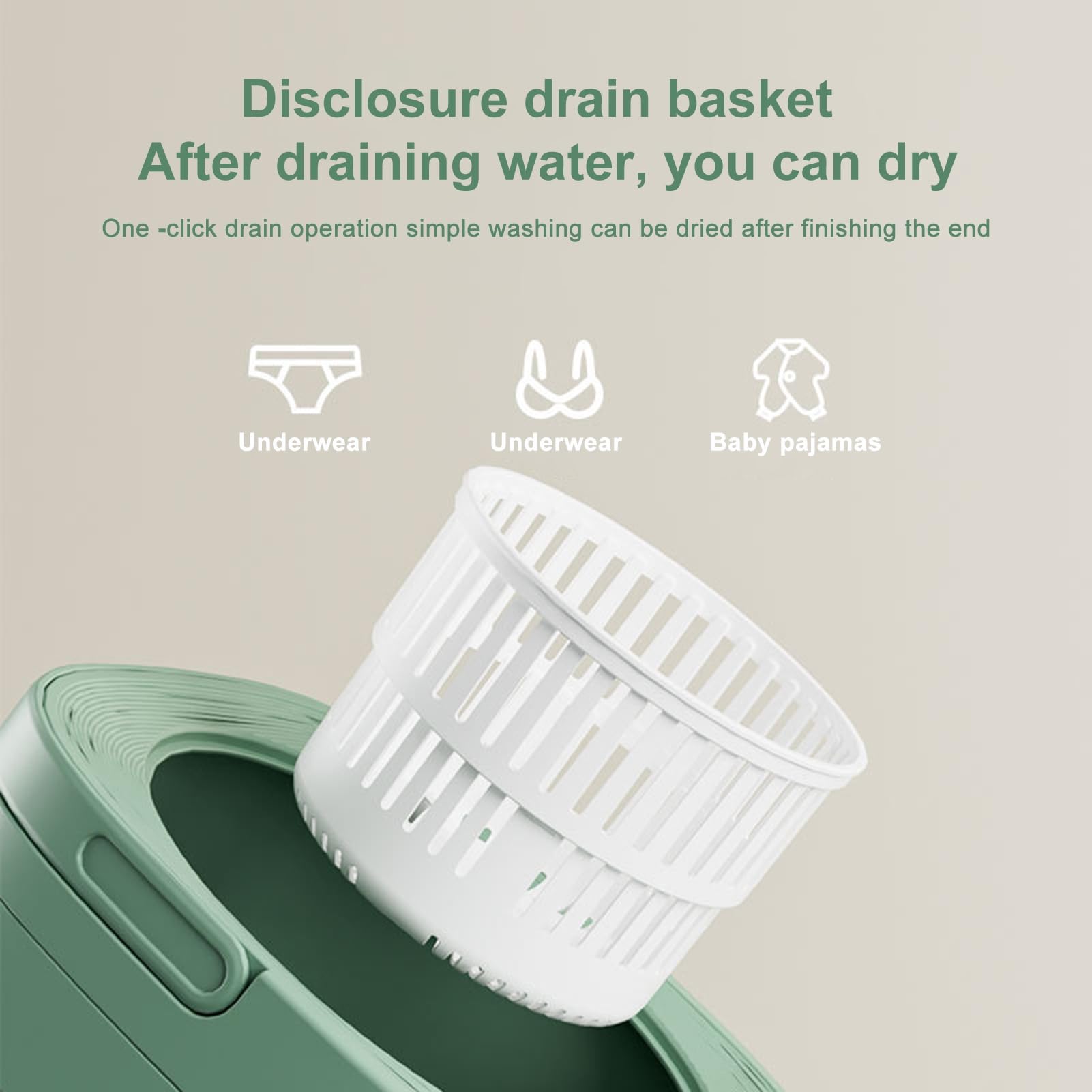 Portable Washing Machine,Foldable Mini Washer,6.5L,3 Modes Deep Cleaning,Detachable Drain Basket,Low Noise Mini Washing Machine for Underwear,Baby Clothes,Socks,Briefs Washing,Mini