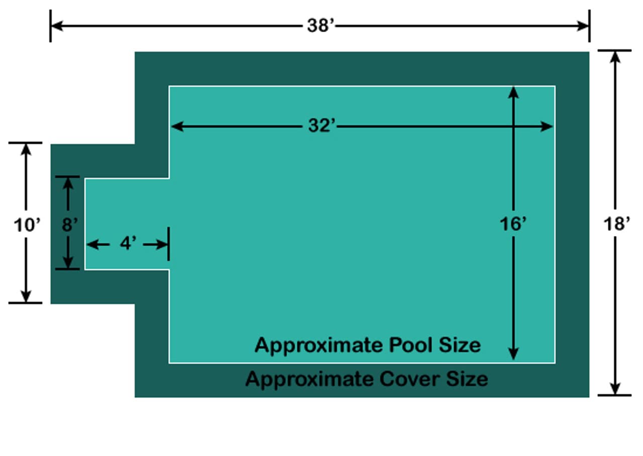 Loop - Loc 16' x 32' Rectangle with 4' 8' Center End Step Loop-Loc II Super Dense Mesh In-Ground Pool Safety Cover, Green
