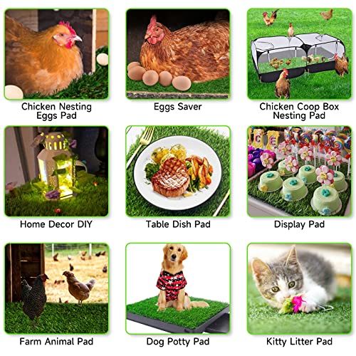 Vivnoon Chicken Nesting Box Pads, 9 Pack 12"x12" Artificial Grass Rug Synthetic Turf Mat for Chicken Coop Laying Box Grass Pads Pet Lawn Pads…