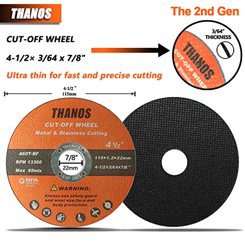 THANOS Cut Off Wheel,50 Pack 4-1/2"x 3/64 x 7/8" Metal and Stainless Steel Cutting Wheel for Angle Grinder,Ultra Thin Cutting Disc(4.5"x.040"x7/8" )
