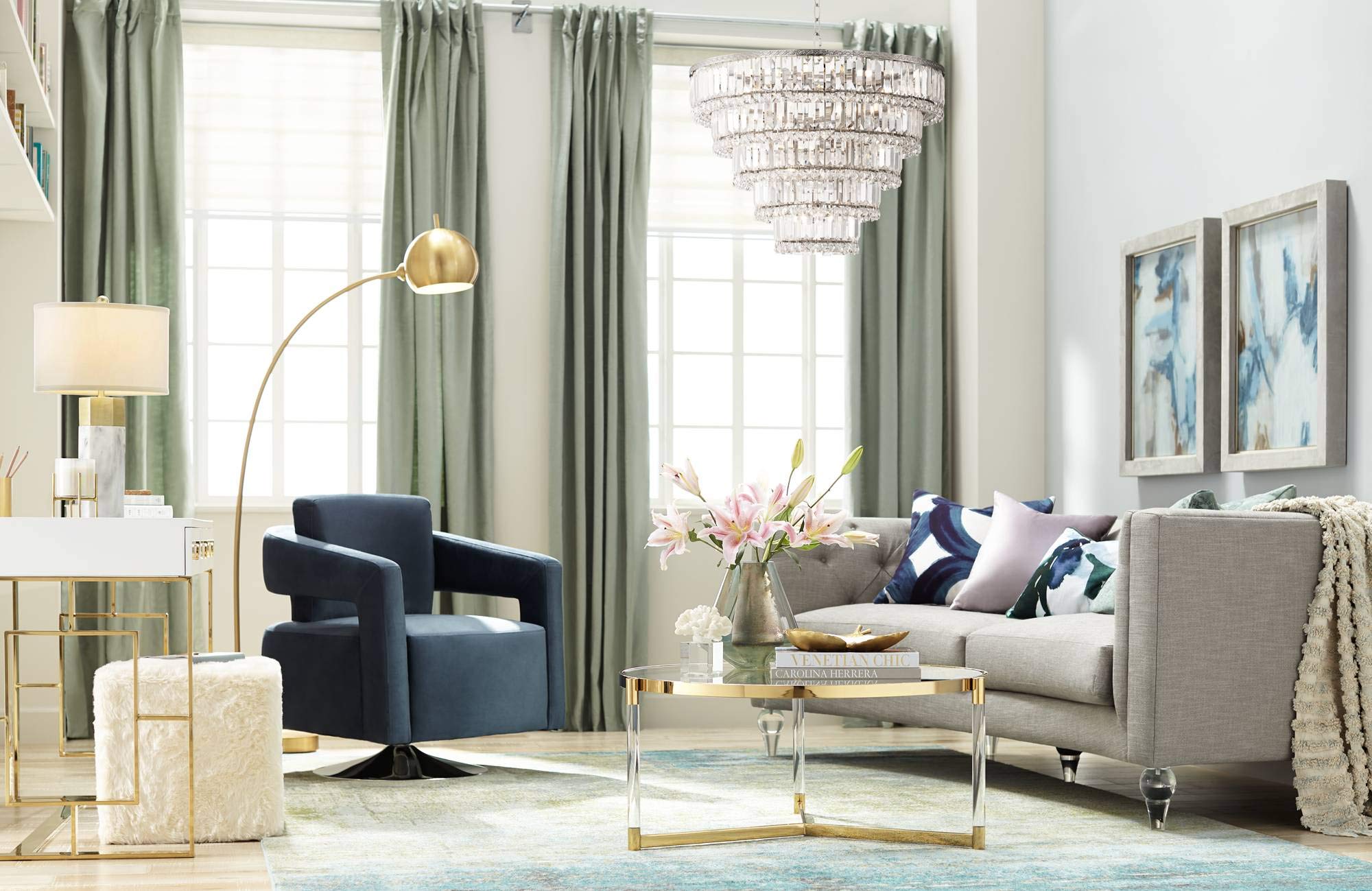 Possini Euro Design Capra Modern Chairside Arched Lamp Floor Standing 70" Tall Antique Brass Gold Swivel Head Bright Lighting Decor for Living Room Task Reading House Bedroom Home