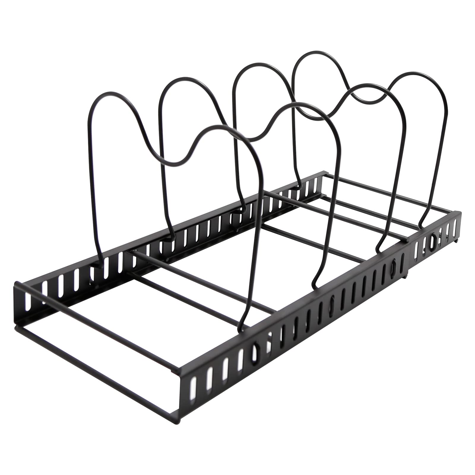 Pot cover frame, Pots and Pans Organizer,pot storage frame, retractable kitchen shelf, adjustable spacing, versatile tabletop for various pots and pans, perforated free sitting pot cover frame