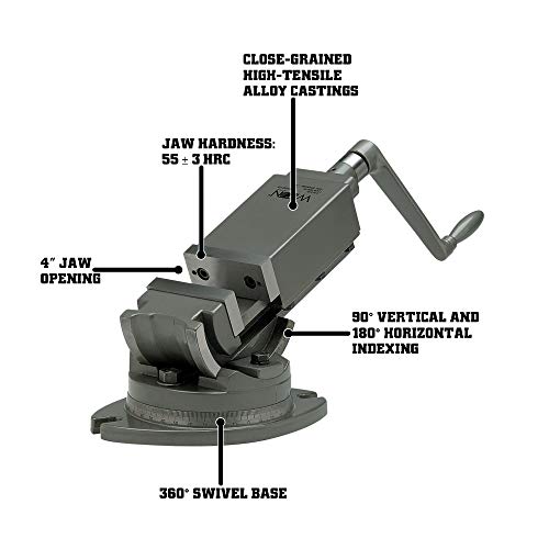 WILTON AMV/SP-100, 2-Axis Milling Vise, 4-Inch Jaw Width, 1-1/2-Inch Jaw Depth (11705)