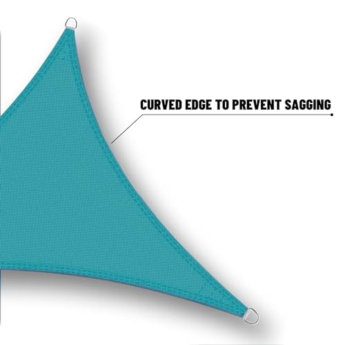 SUNNY GUARD Waterproof Sun Shade Sail 16' x 16' x 16' Turquoise Blue Triangle UV Block Sunshade for Backyard Yard Deck Patio Garden Outdoor Activities and Facility