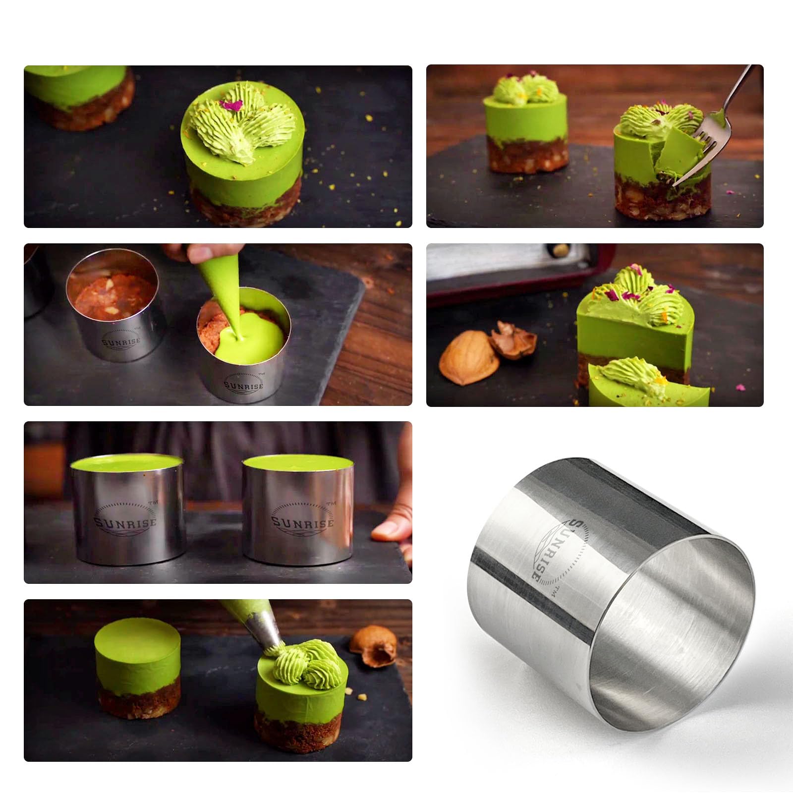 Sunrise Kitchen Supply (Pack of 4) Plating Forms Stainless Steel Ring Mold Sets 3" X 2.75" (3" x 2.75")