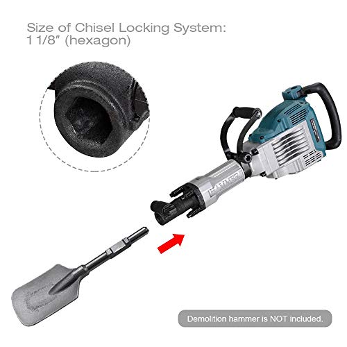 Yescom Clay Spade Chisel Bit Steel for 1-1/8" Hex Shank Electric Demolition Jack Hammer Scoop Shovel Attachment
