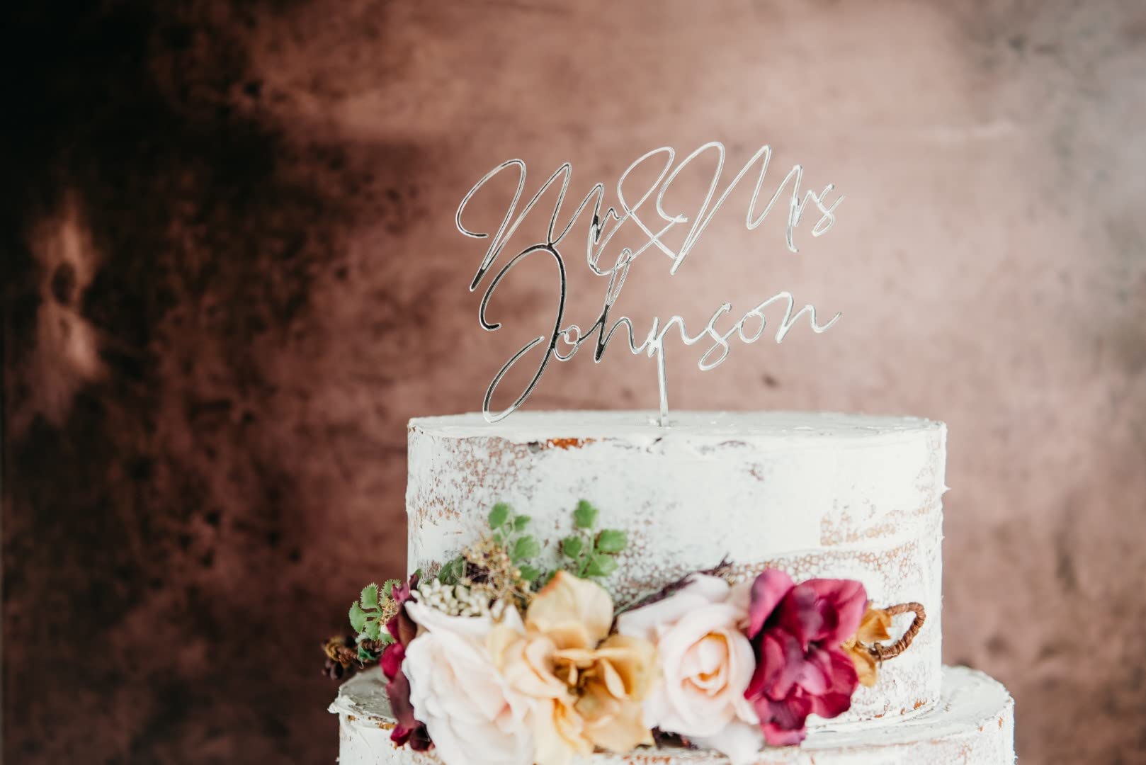 Wedding Custom Personalized Acrylic Wood Cake Topper, Hexagon, Geometric Cake Topper, Birthday Topper, Rustic Elegant Classic Cake Toppers