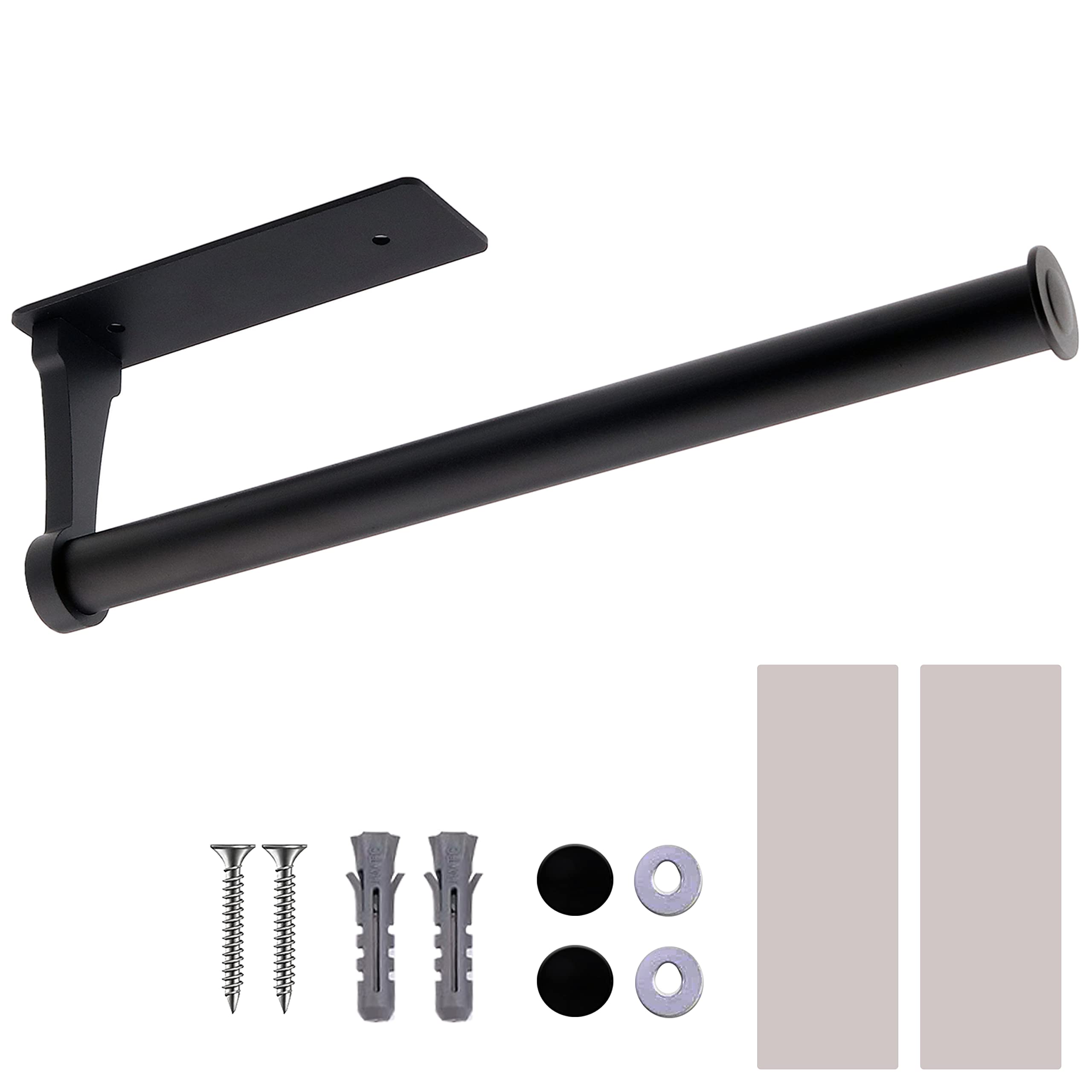 Paper Towel Holder Wall Mounted, Paper Roll Holder Under Cabinet, Matte Black Big Paper Holder Self-Adhesive for Bathroom, Kitchen and RV