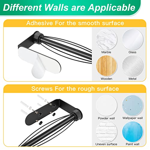 Paper Towel Holder Under Cabinet, Single Hand Operable Paper Towel Holder Wall Mount with Damping Effect, Self-Adhesive or Drilled Black Paper Roll Holder for Kitchen, Bathroom, RV