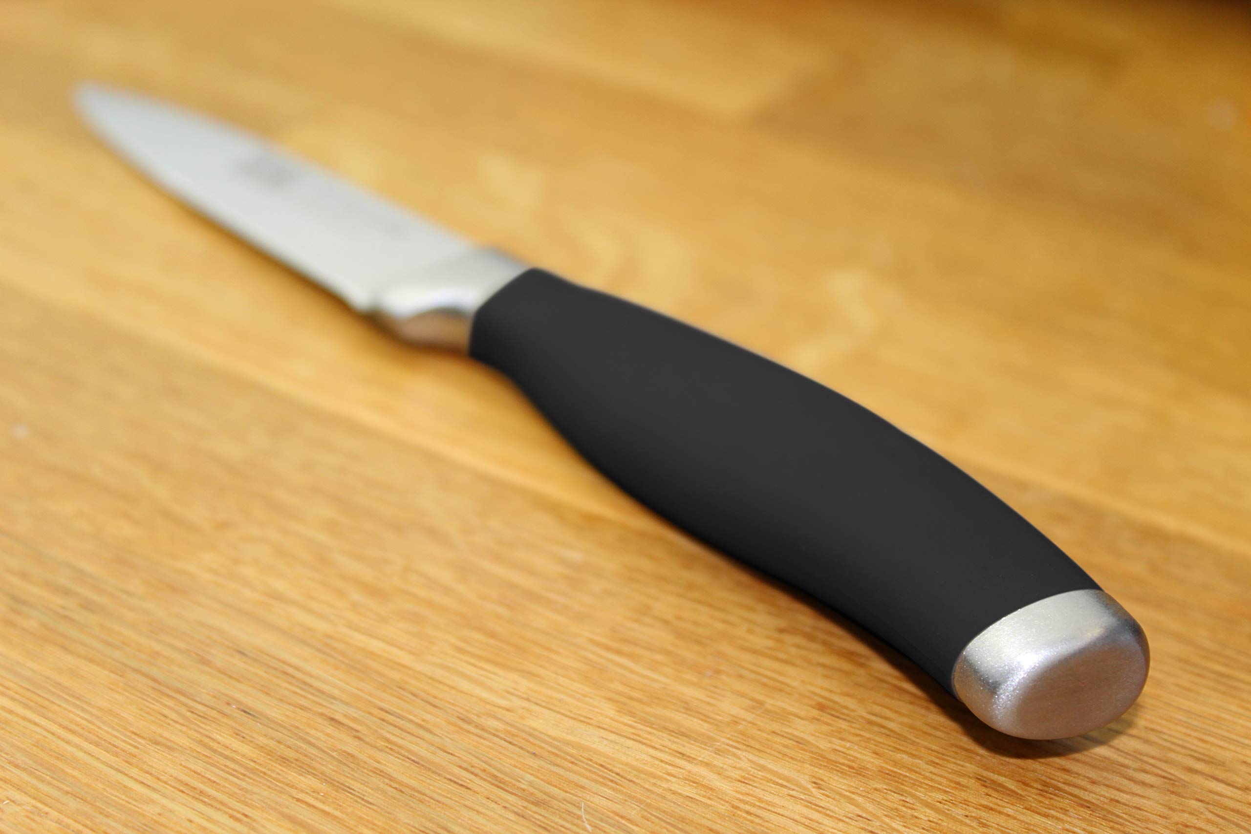 Taylors Eye Witness Syracuse Vegetable Paring Kitchen Knife - Professional 8cm/3.5β Cutting Edge, Multi Use. Ultra Fine Blade, Precision Ground Razor Sharp. Soft Textured Grip Matte Black Handle.