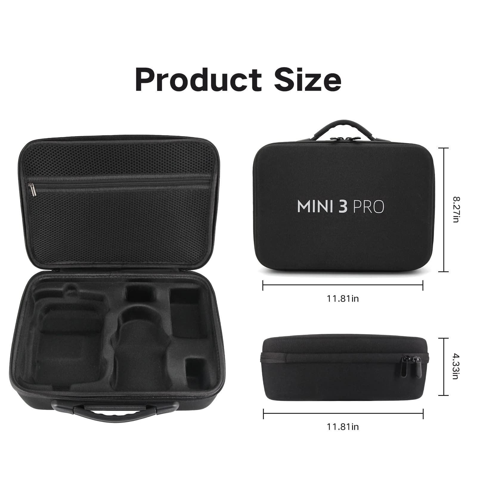 YueLi Mini 3 Pro Carrying Case Storage Bag Hard Shell Box with strap for DJI Mini 3 Pro Drone Accessories (Black)