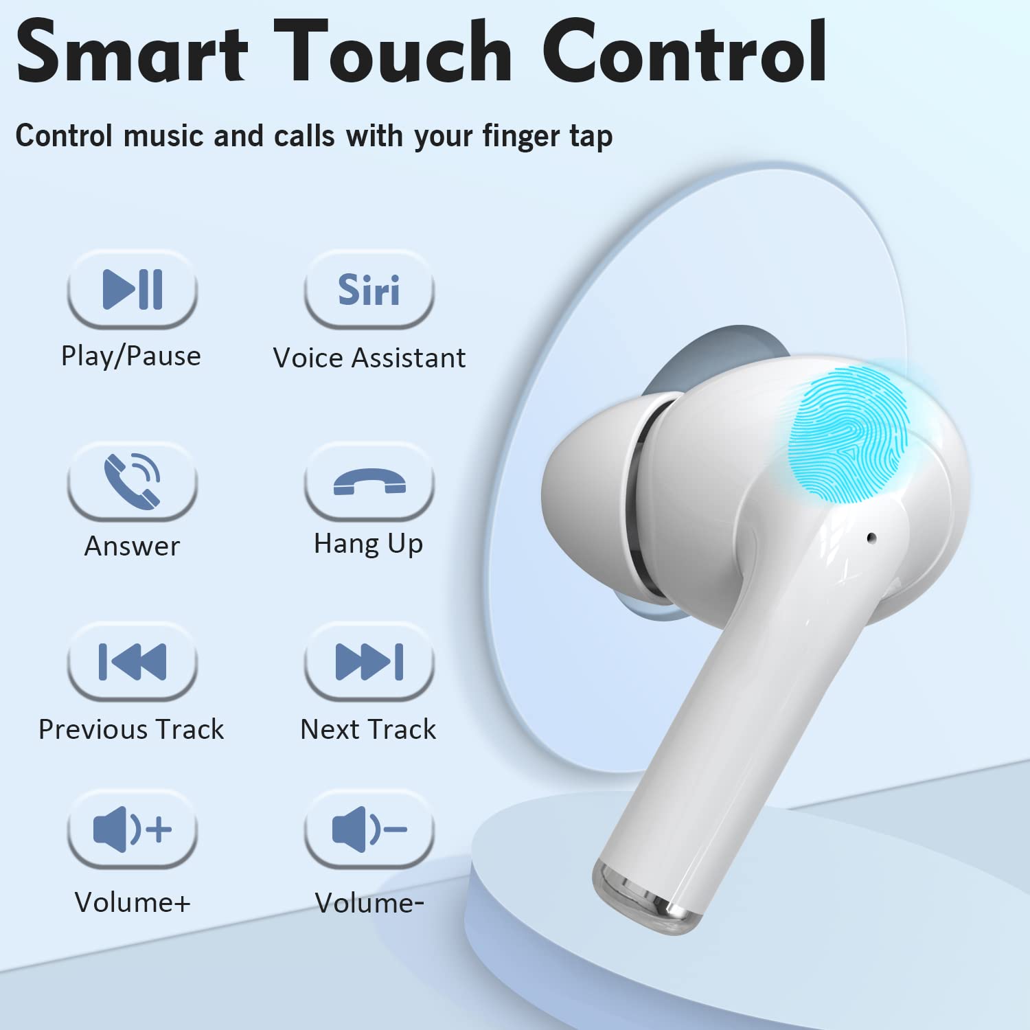 Wireless Earbuds, 30Hrs Playtime Bluetooth Earbuds Built in Noise Cancellation Mic with Charging Case, Headphones with Stereo Sound, IP67 Waterproof Ear Buds Touch Control Smart Pop-up Auto Pairing