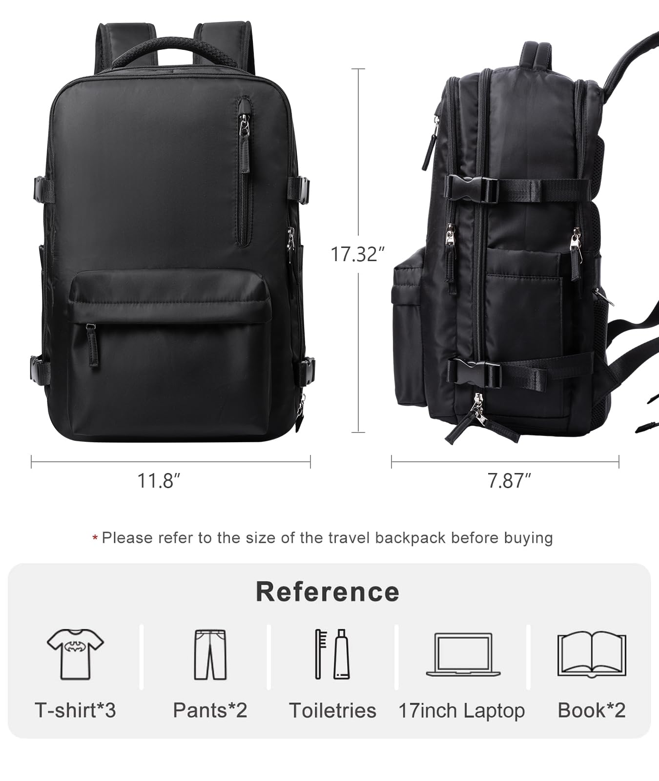 MOYYI Large Travel Backpack for Women 40L Carry on Fit 17inch Laptop Airplanes Approved Personal Item Size Suitcase for Daypack Hiking