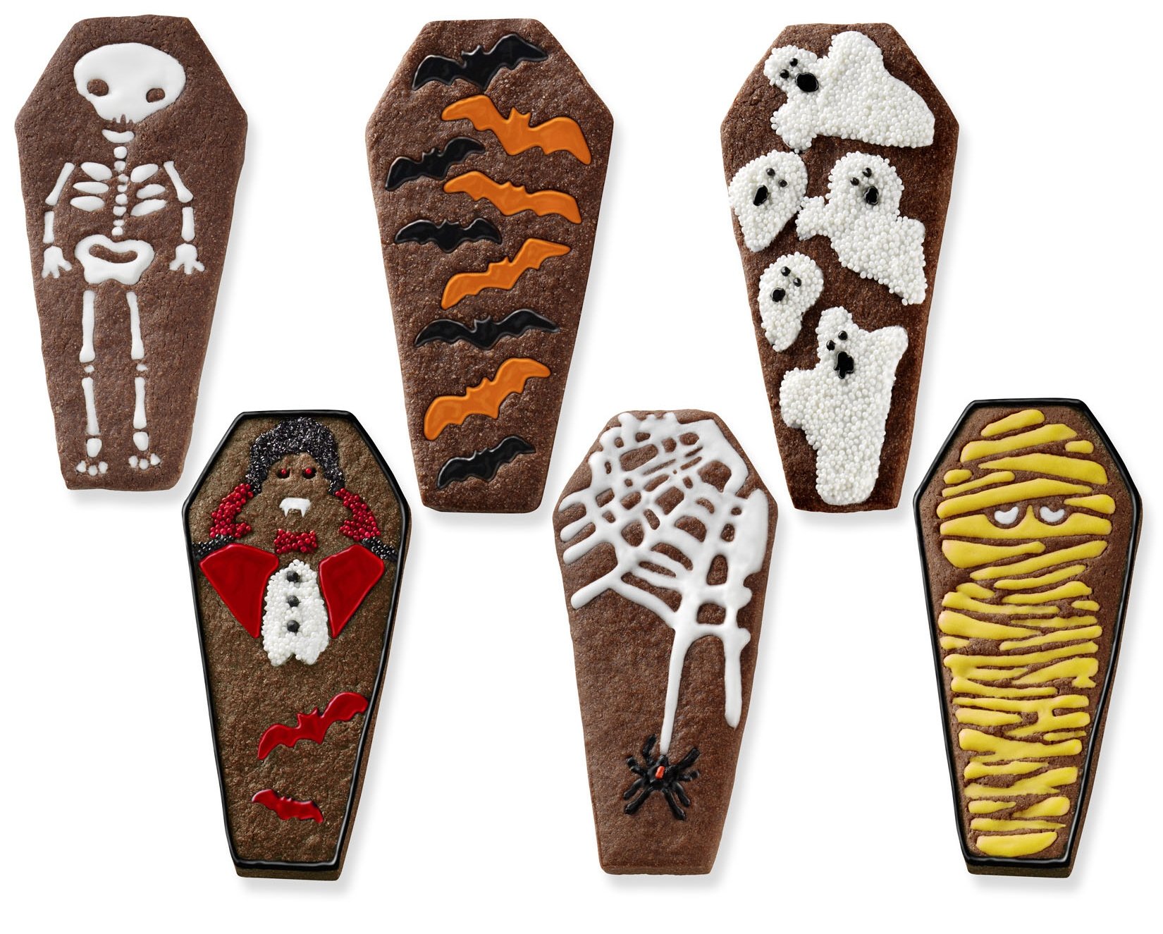 Tovolo Coffin Holiday Cookie Cutters, Templates Reverse, Dishwasher Safe - Set of 6