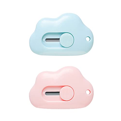 Yiser Cloud Shape Utility Knife Retractable Portable Mini Knife For Wrapping Envelopes Letter Box Cutter With Keychain Holes 2 Pack Kitchen Magnetic Knife Strip (As shown, One Size)