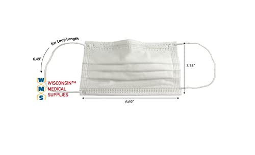WMS 4-Layer Face Masks, Wisconsin Medical Supplies, MADE IN USA, 1 Pack (50 Masks) White