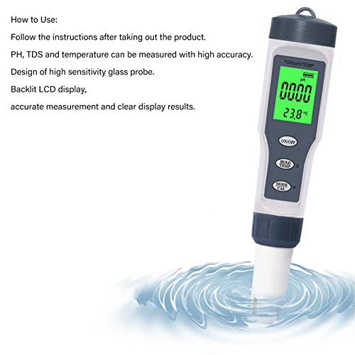 Water Quality Tester, Portable 3 in 1 LCD Display TDS Meter Auto Calibration for Planting