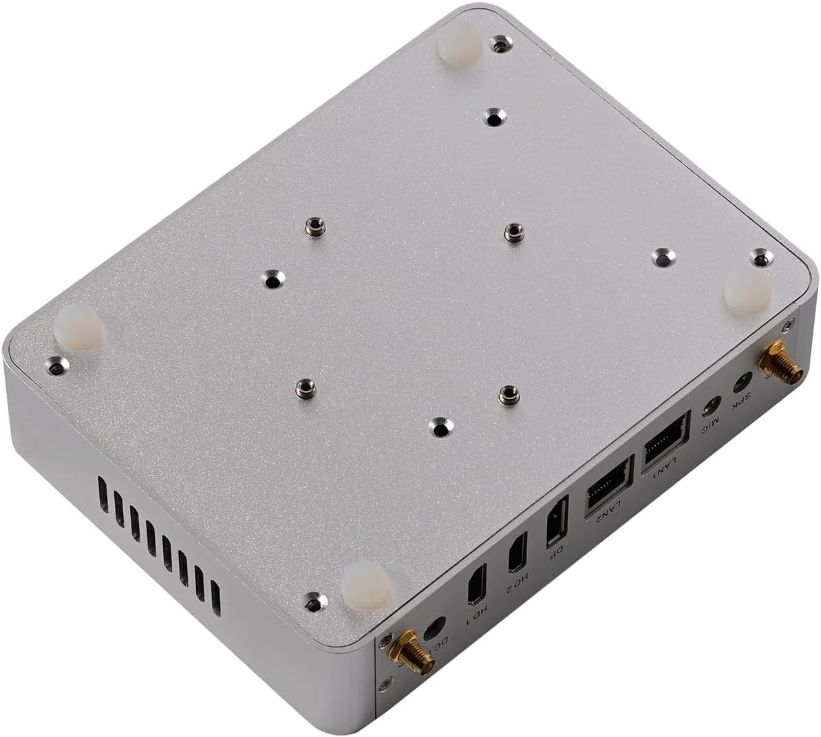 PARTAKER Fanless Mini PC, Desktop Computer, Kodi Box, HTPC, Intel N100, Windows 11 Pro or Linux Ubuntu, B15, 8 x USB, 2 x LAN, 1 x DP, 2 x HDMI, 8G RAM 128G SSD