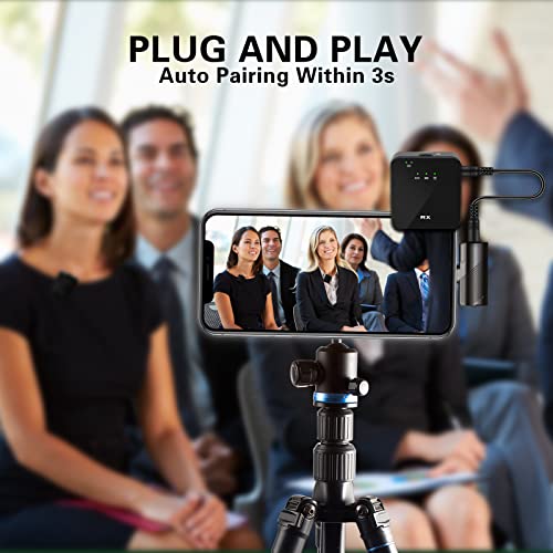 Tamshun Wireless Lavalier Microphone System with Noise-Reducing Mic Adapter, Ideal for Interviews, Vlogging, and YouTube Videos
