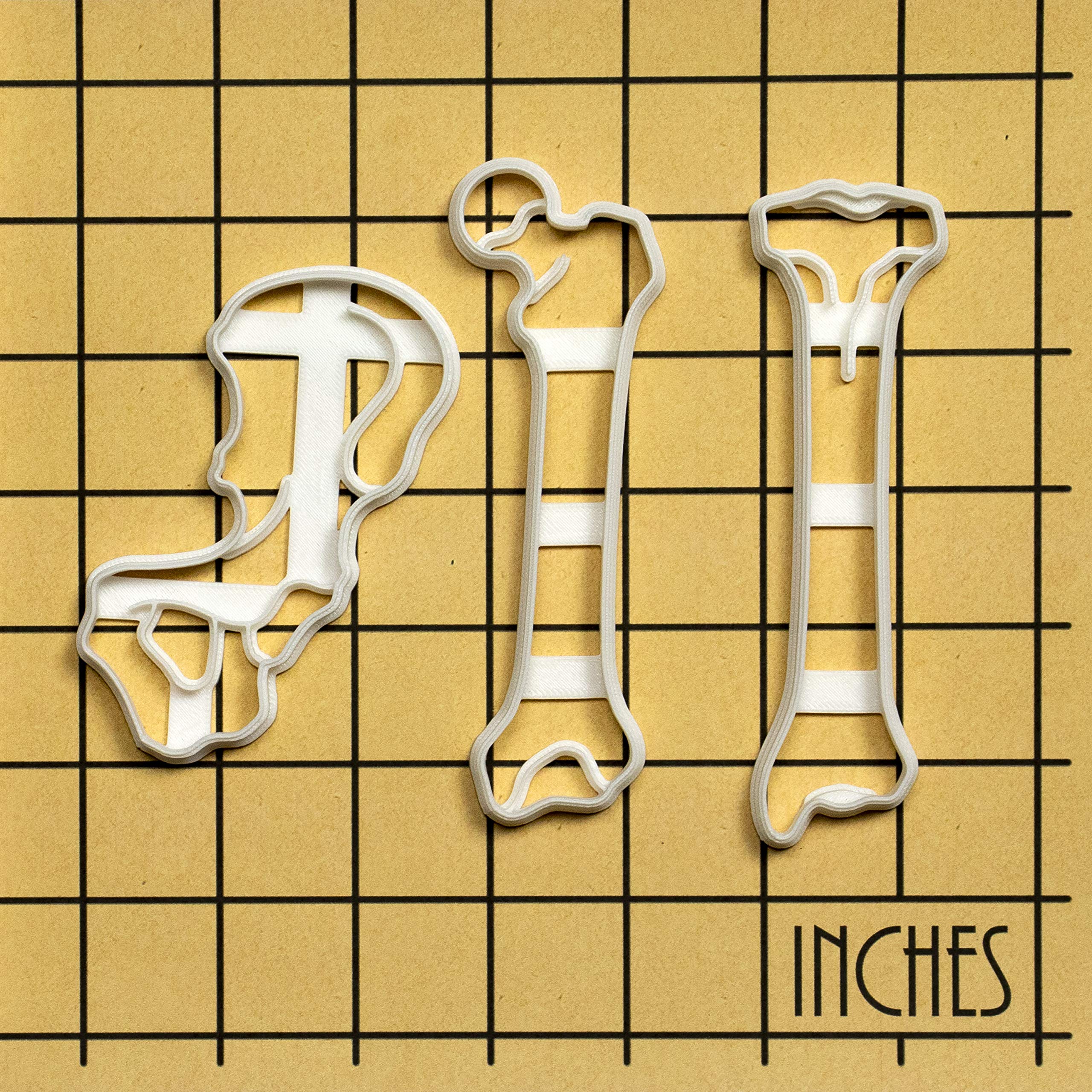 Set of 3 cookie cutters (Designs: Hip, Femur & Tibia Bone), 3 pieces - Bakerlogy
