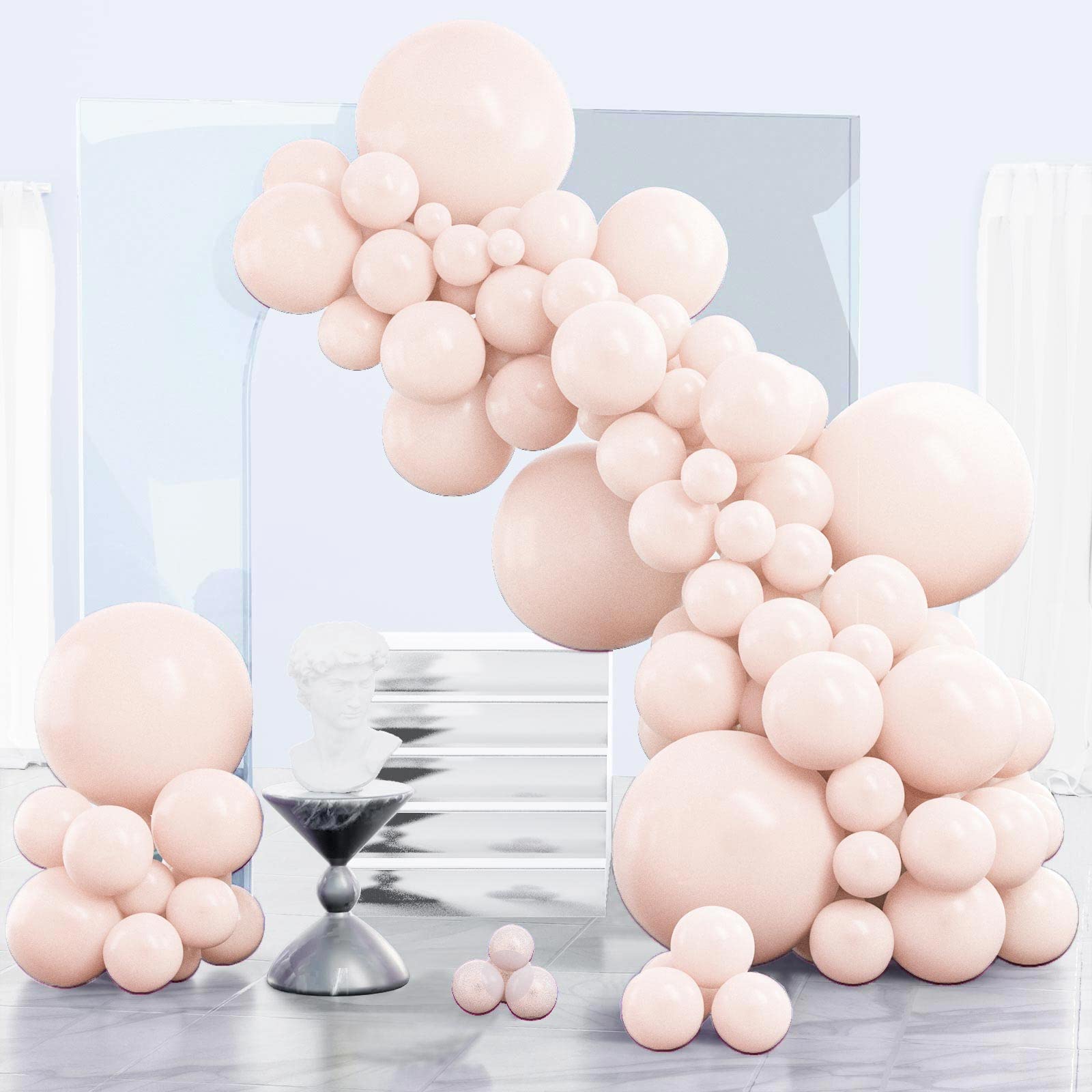 PartyWoo Pale Pink Balloons, 152 pcs Pink Balloons Different Sizes Pack of 18 Inch 12 Inch 10 Inch 5 Inch for Balloon Garland or Arch as Birthday Decorations, Party Decorations, Wedding Decorations