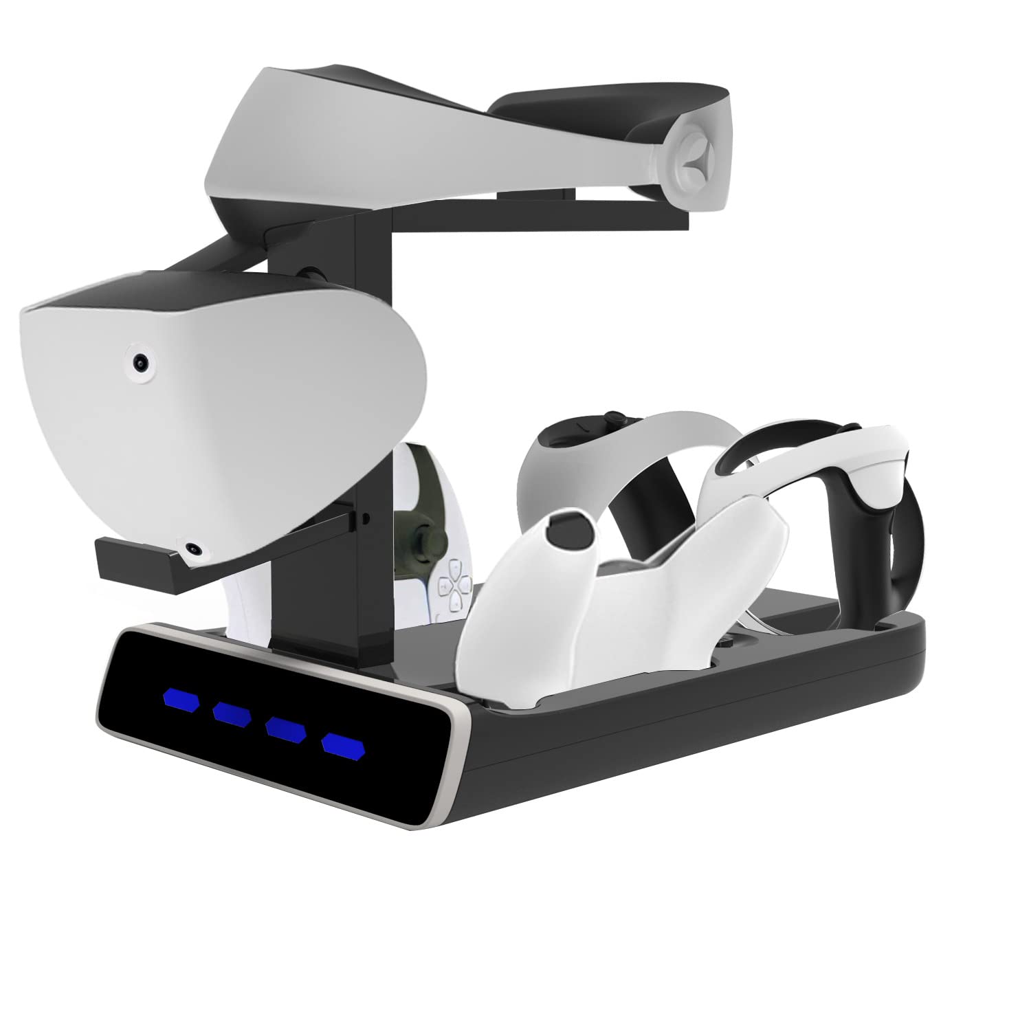 ZahoTse VR2 Charging & Storage Stand for Playstation VR2 Controller,PS VR2 / PS5 Charger with CD Storage Rack Headphone Mount(Playstation VR2 / PS5,Black) FC-PVR2-003
