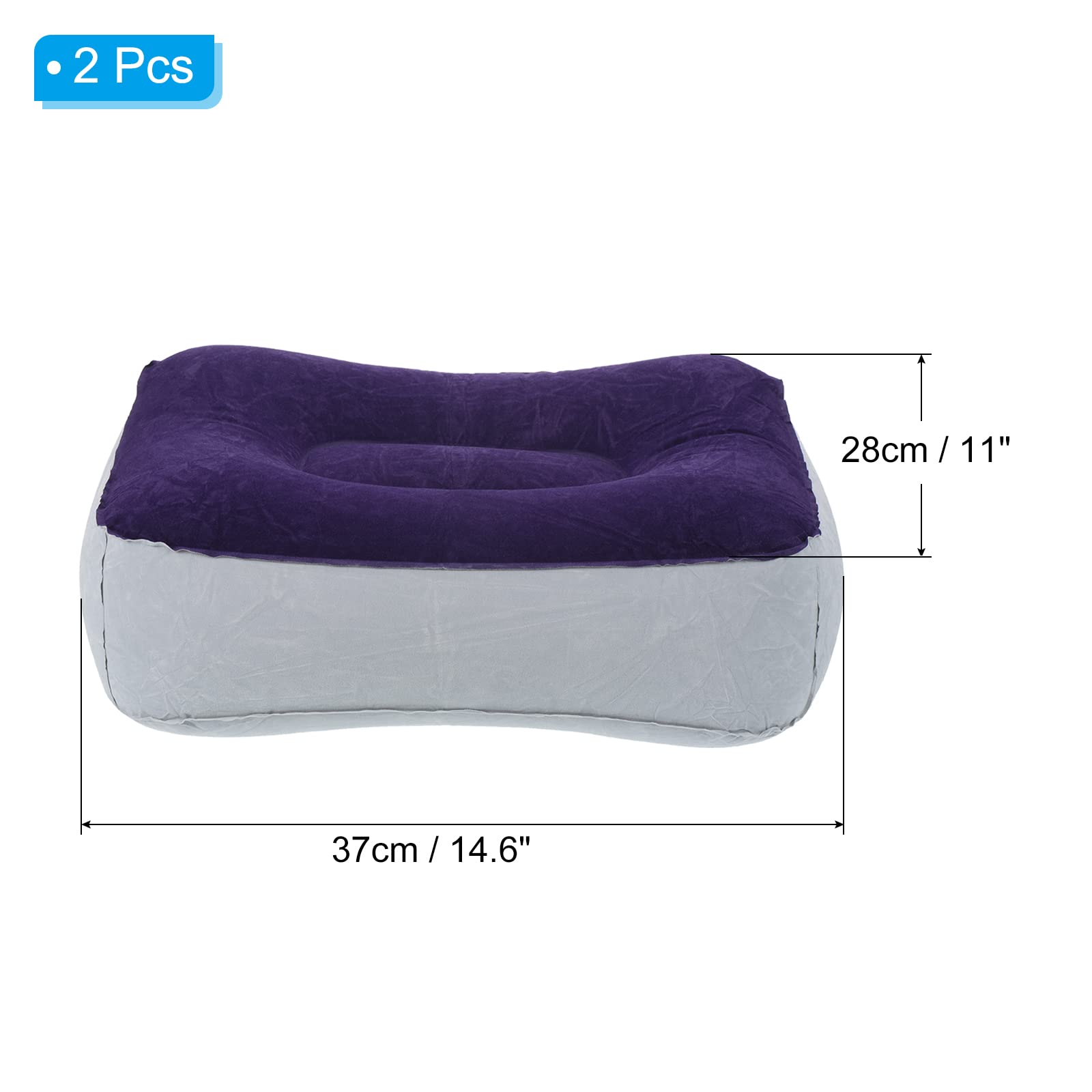 PATIKIL Travel Foot Rest Pillow, 2 Pack Inflatable Foot Rest Cushion Travel Flight Leg Rest Pillow for Airplane Train Office Home, Gray Blue