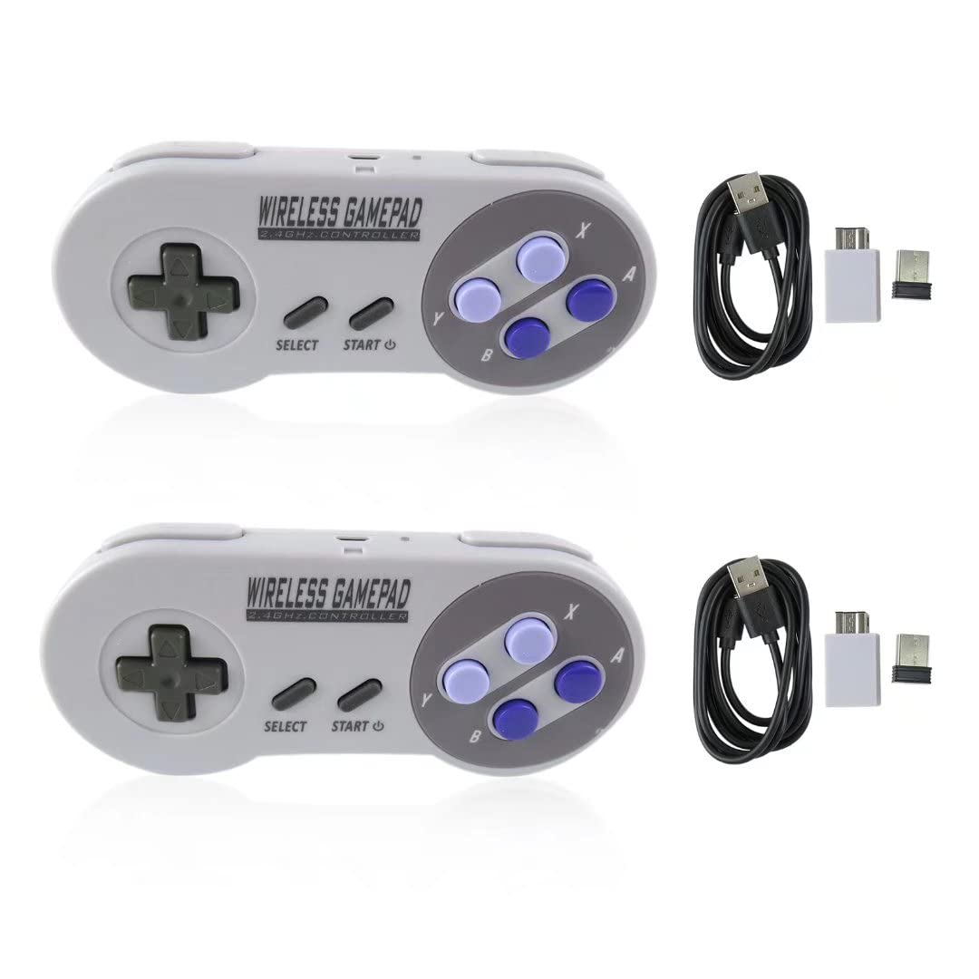 Wireless Controller for SNES Classic Edition(Mini)/NES Classic Edition, Gamepad with USB Wireless Receiver Compatible with Switch, Windows,iOS,Liunx,Android Device (2 Packs)