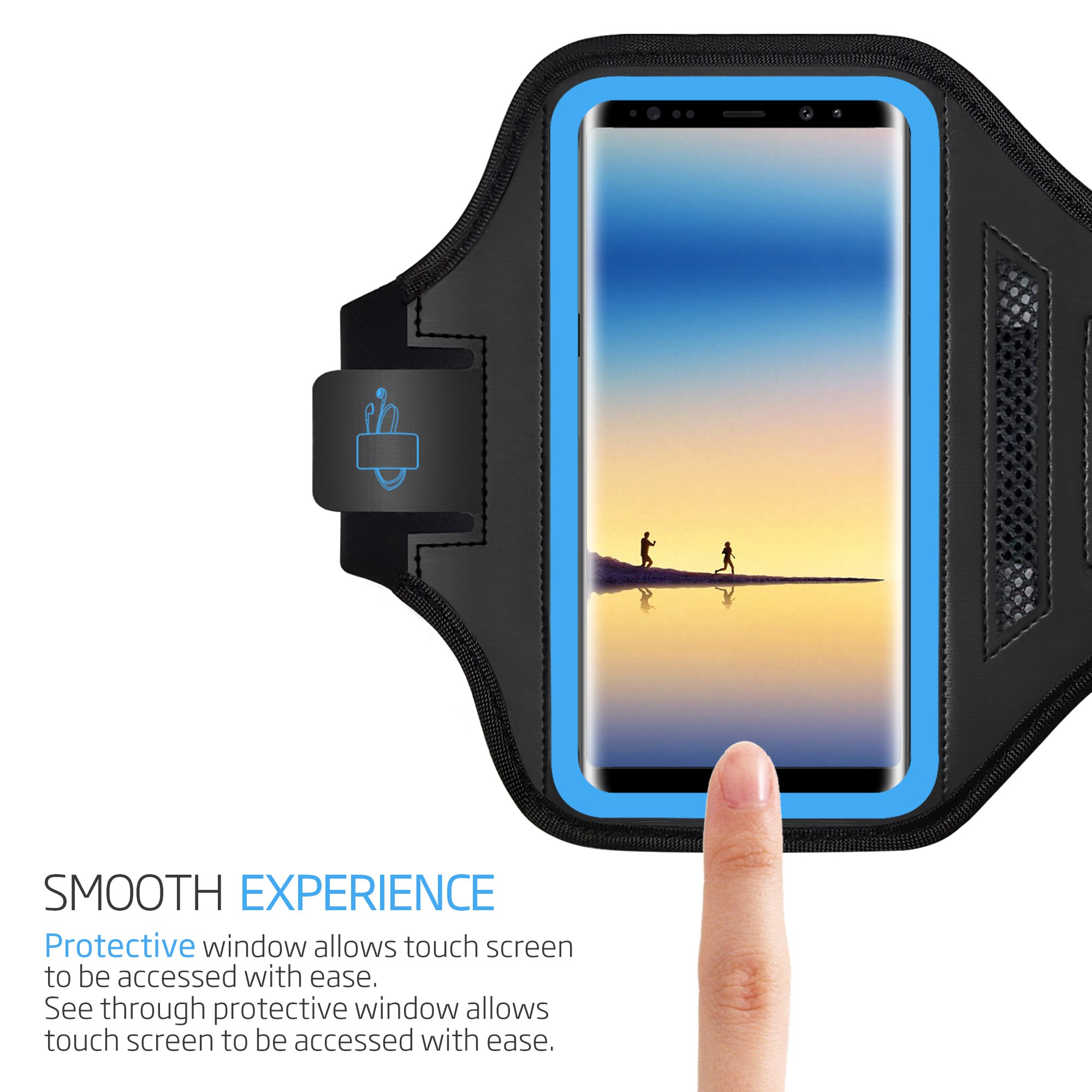 LOVPHONE iPhone 14 Pro Max/14 Max/ 13/12 Pro Max/Samsung Galaxy Note 20/10/9/8 Armband,Sport Running Exercise Gym Case,Fingerprint Sensor Access Supported,Water Resistant and Sweat-Proof (Blue)