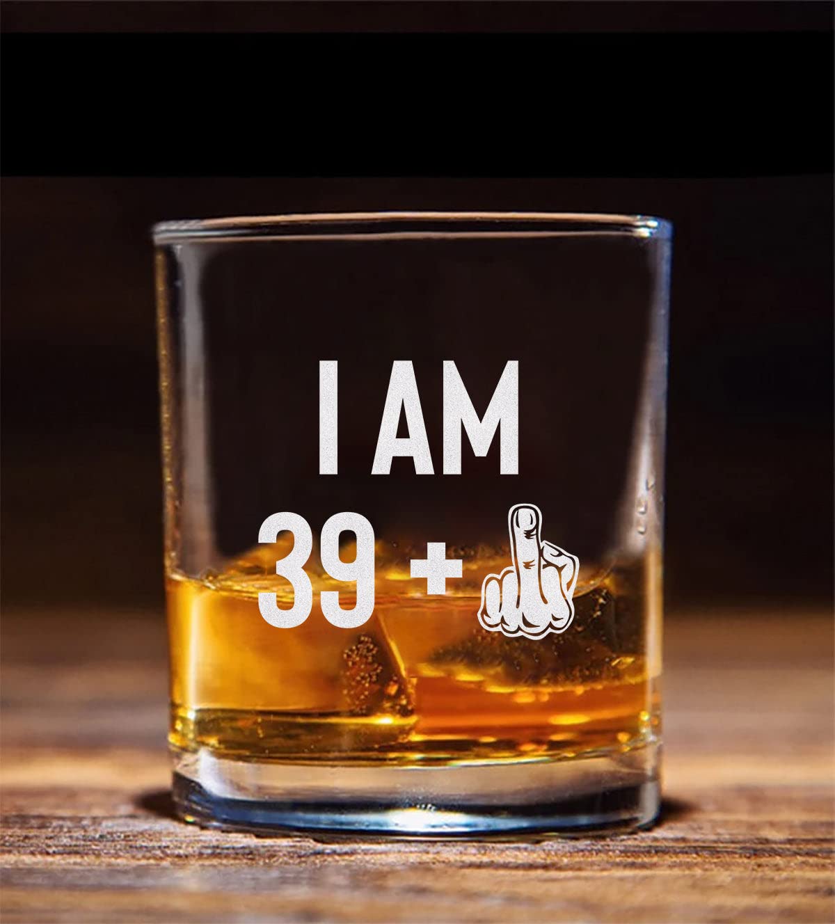 QPTADesignGift I Am 39 + Middle Finger Whiskey Glass - Whiskey Glass Etched - 40Th Birthday - Funny Birthday Turning 40Th - Fathers Day Glass - Funny 40Th Birthday