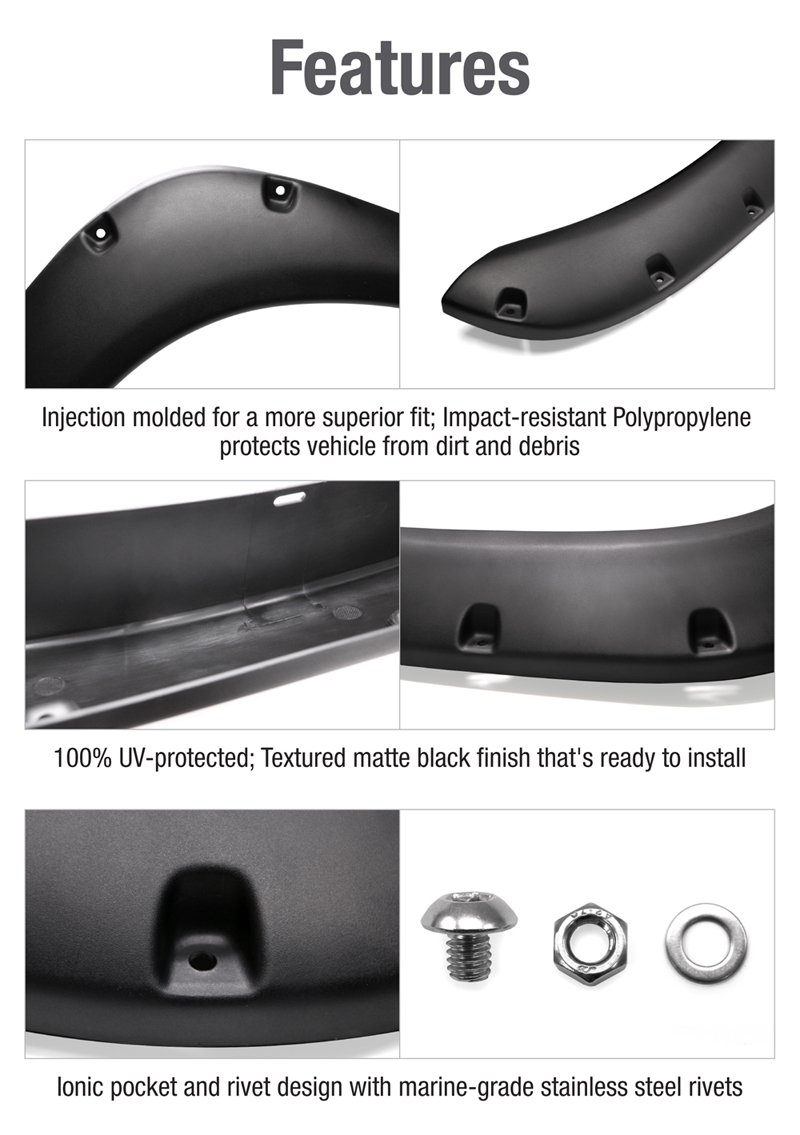 MaxMate Fender Flares Compatible with 2002-2008 Dodge Ram 1500; 2003-2009 2500 3500 (Not Fit 06-09 8ft Bed models), Fine-Textured Paintable Bolt-Riveted Style 4pc | TFD84078