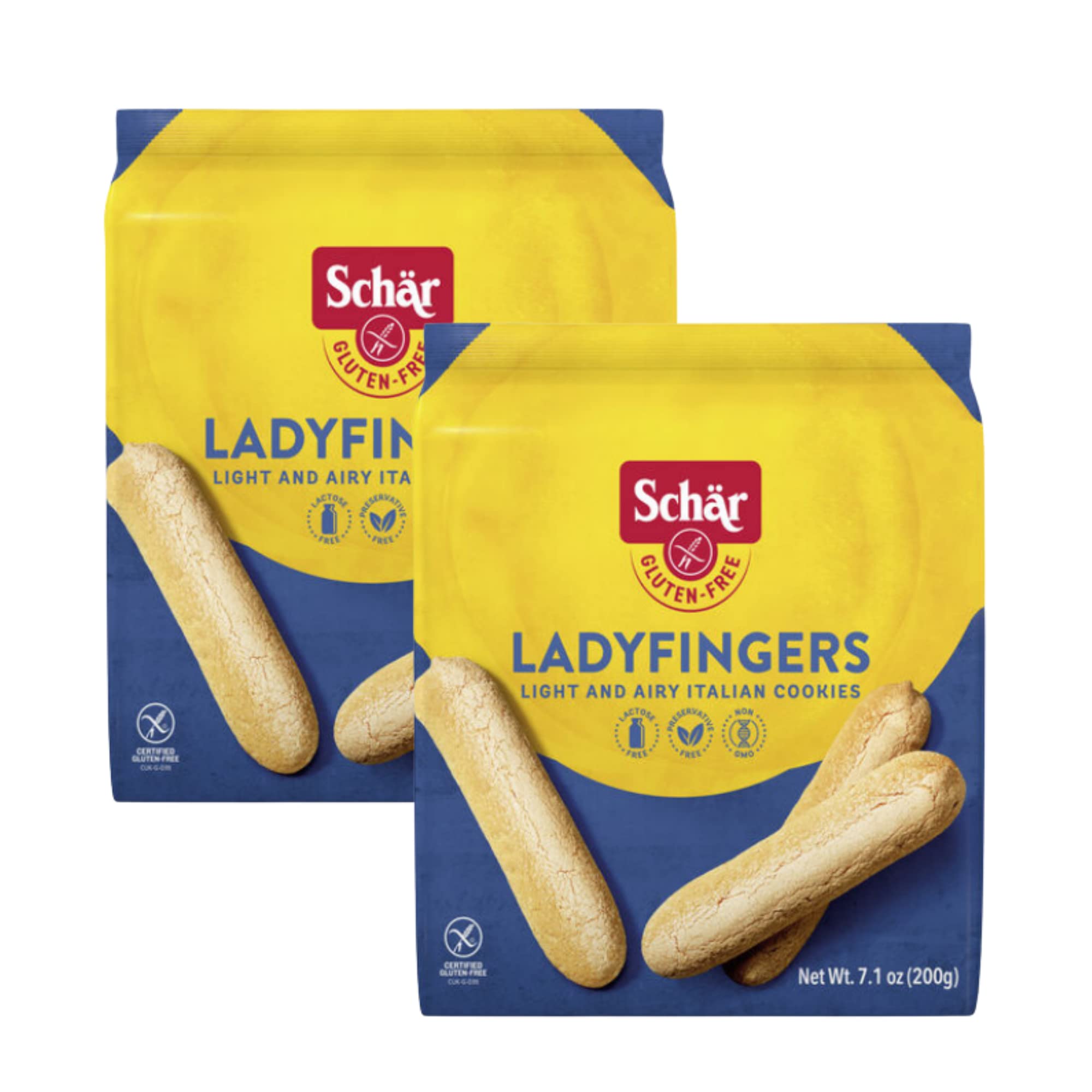 Schar - Lady Fingers - Certified Gluten Free - No GMO's, Lactose, Wheat or Preservatives - (7.1 oz) 2 Pack