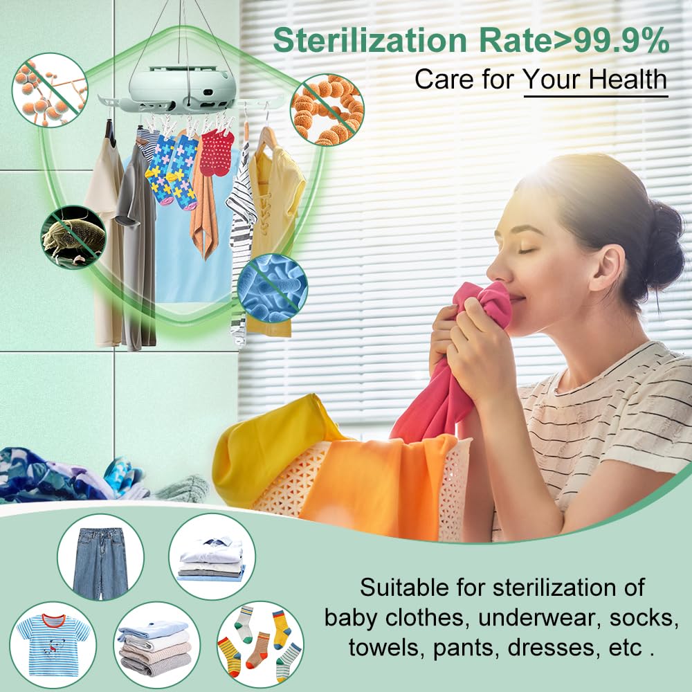 Portable Clothes Dryer Electric Multifunctional Clothe Dryer Heated Foldable Drying Rack Airer with Timer UV Sterilization Compact Clothes Dryer Machine for Apartments RV Travel