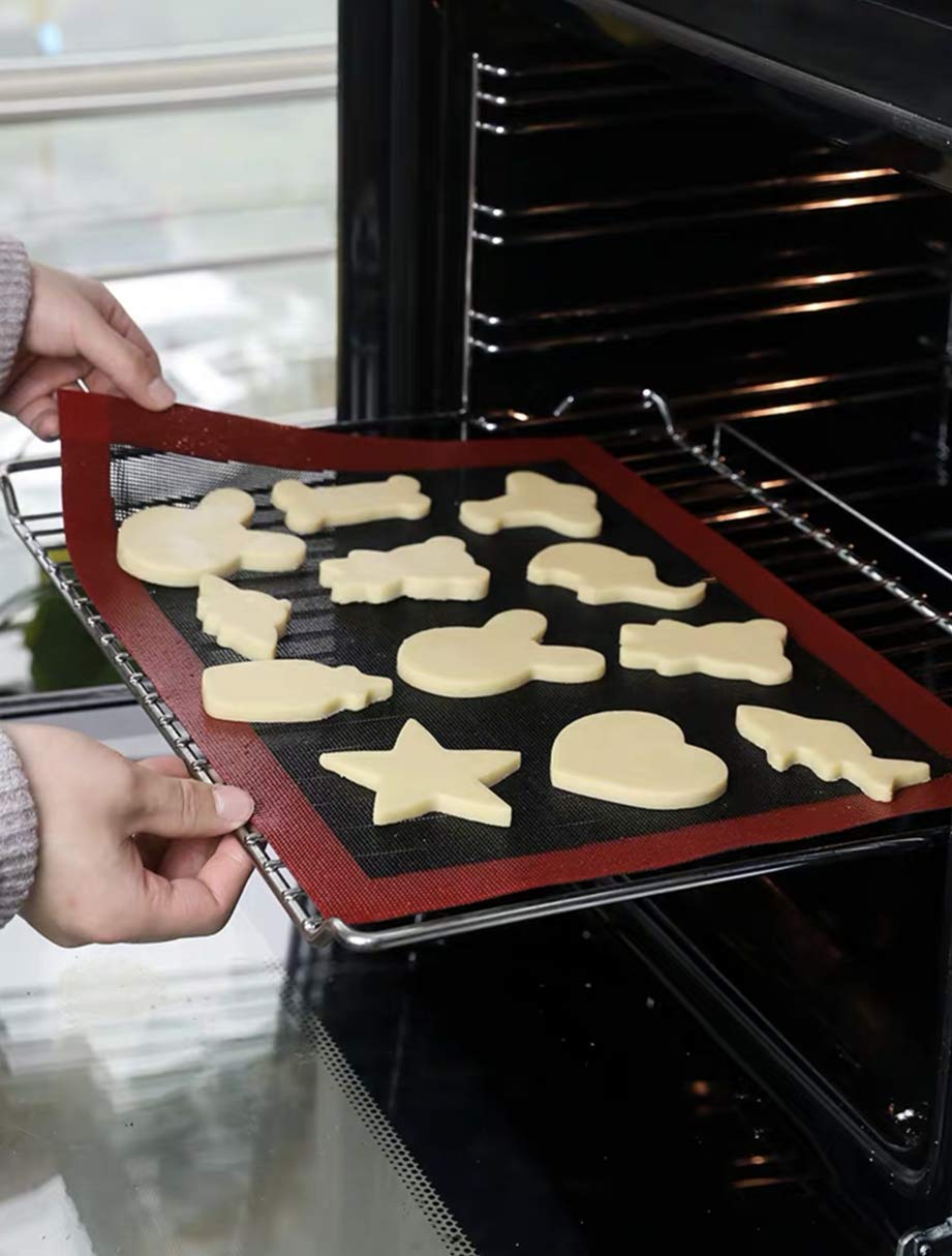 Silicone hollow Baking Mat Sheet, Set of 2. NonStick Oven Liner Perforated Mesh Pad , baked biscuits non-stick high temperature mat, breathable fiberglass baking mat, double-sided available.