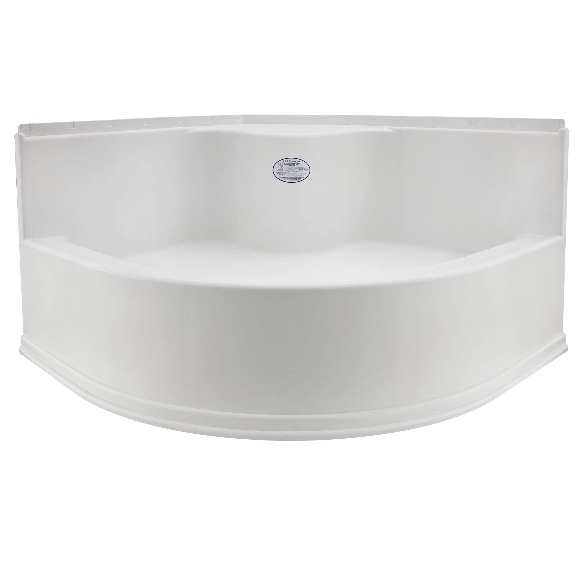 RecPro RV Shower Pan 34" x 34" Corner Radius in White | RV Shower Base | Camper Shower Pan